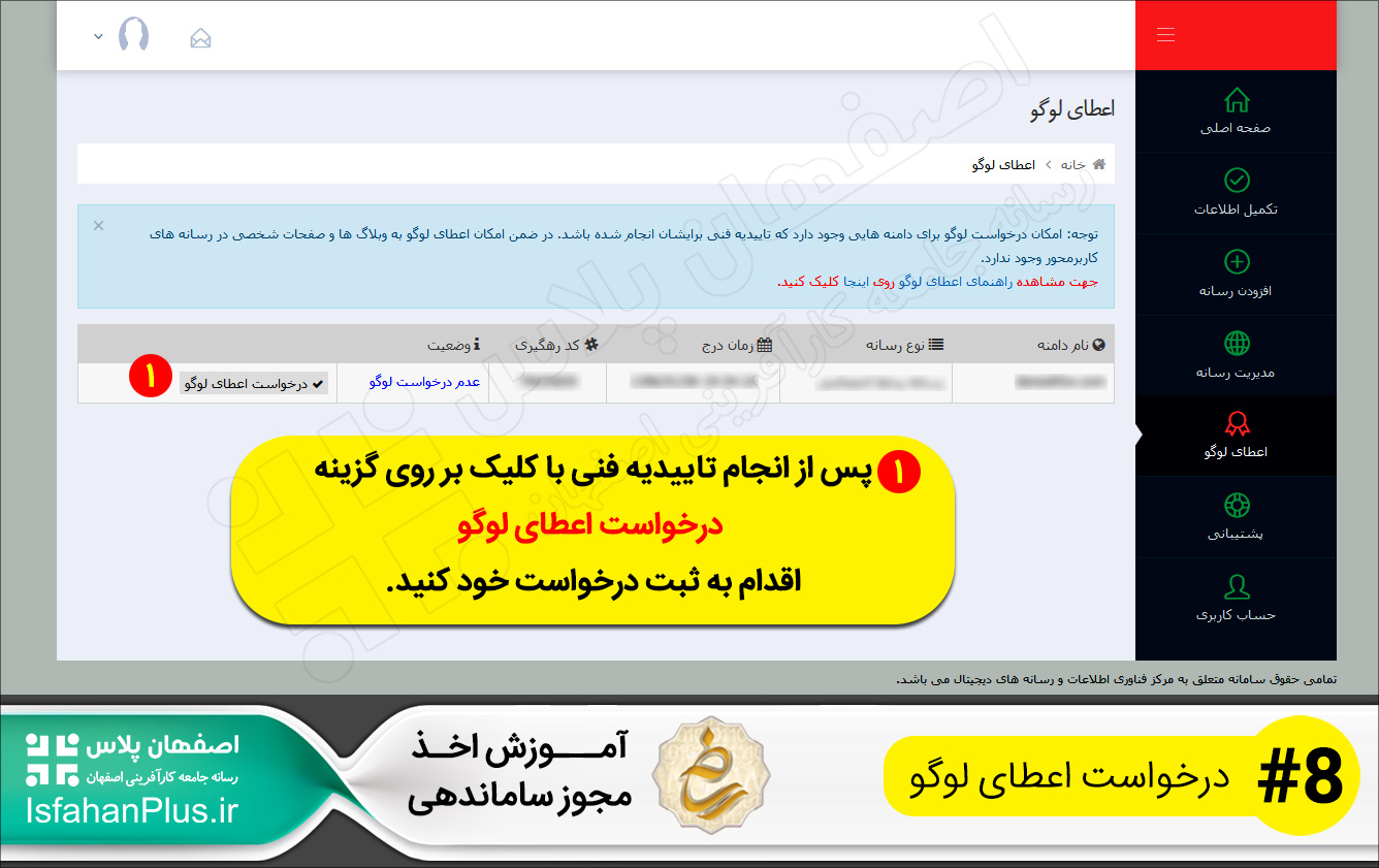 آموزش تصویری دریافت مجوز ستاد ساماندهی پایگاه های اینترنتی (لوگو رسانه)
